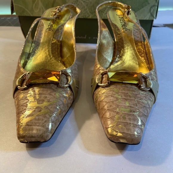 J.Renee | Shoes | J Renee Sling Back Pumps Tammy Metallic Reptile Print ...